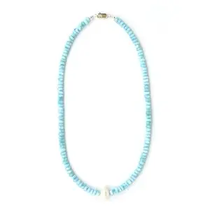 Shar Oke Freshwater Pearl And Larimar Necklace - Blue/silver/white
