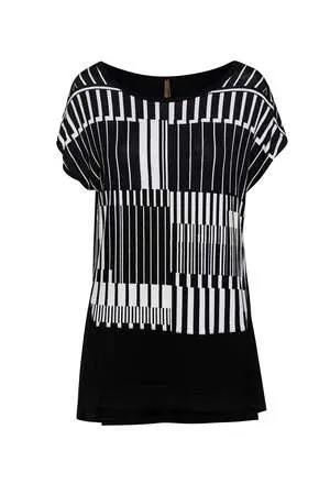 CONQUISTA Print Sleeveless Top In Fashion - Black