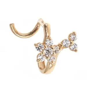 Zahav Jewelry 10k Solid 20g Flower Round Cz Cluster U Post Nose Stud - Gold