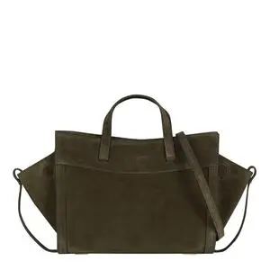 SAONARA BRAND Saonara Mini Shopping Olive Suede Bag - Green