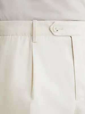 REISS Cotton Slub Pleated Relaxed-fit Trousers - Stone
