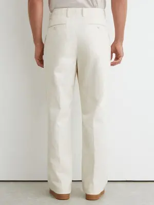 REISS Cotton Slub Pleated Relaxed-fit Trousers - Stone