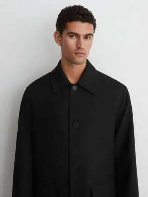 REISS Clyde Wool-blend Twill Single-breasted Overcoat