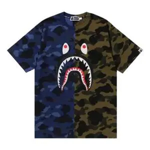 A BATHING APE Split Camo Shark T-shirt