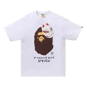 A BATHING APE Japanese Fox Mask Tee - White