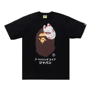 A BATHING APE Japanese Fox Mask Tee - Black