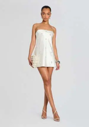 Retrofete Dotty Embellished Mini Dress - Cream