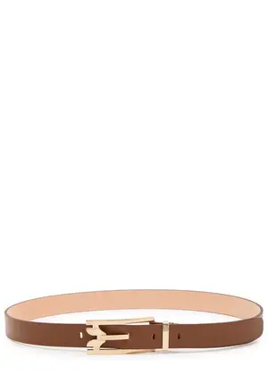 Victoria Beckham Pin Buckle Leather Belt - Tan