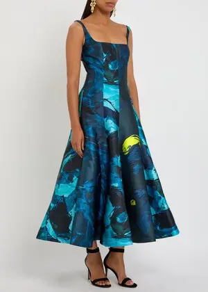 ROKSANDA Zelia Printed Satin-twill Midi Dress - Multicoloured