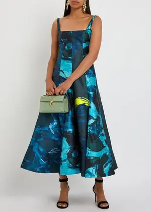 ROKSANDA Zelia Printed Satin-twill Midi Dress - Multicoloured
