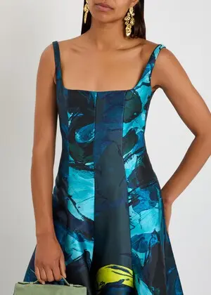ROKSANDA Zelia Printed Satin-twill Midi Dress - Multicoloured