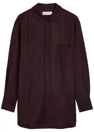 Victoria Beckham Oversized Wool Shirt - Bordeaux