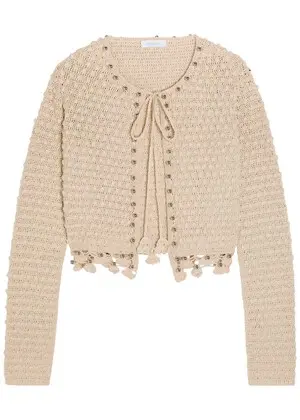 PACO RABANNE Bead-embellished Crochet Cotton Cardigan