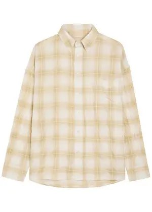 PICANTE Rocco Checked Crinkled Cotton-blend Overshirt - Ivory