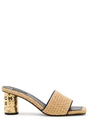 Givenchy 65 Foil-effect Heel Raffia Mules - Beige
