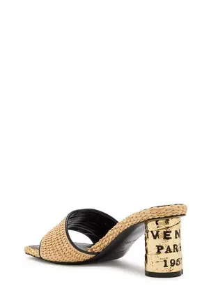 Givenchy 65 Foil-effect Heel Raffia Mules