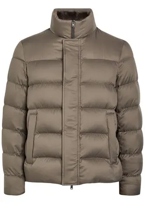 Herno Padded Fur-collar Shell Jacket - Beige