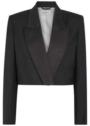 Givenchy Wool And Mohair-blend Cropped Blazer - Black