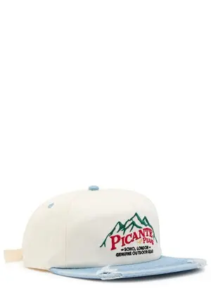 PICANTE Peaks Crew Embroidered Cotton And Denim Cap - Cream