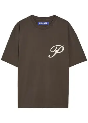 PICANTE Gallery Logo Cotton T-shirt - Brown