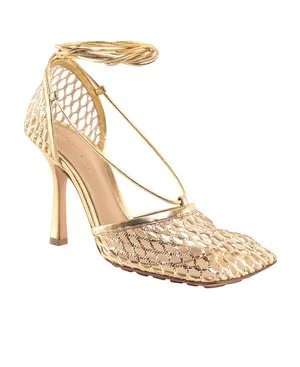 Bottega Veneta Stretch Lace-up Stiletto Sandal - Nude