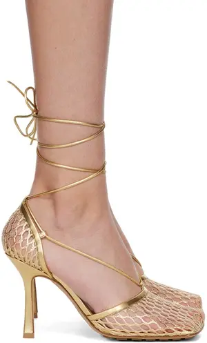 Bottega Veneta Stretch Lace-up Stiletto Sandal - Nude