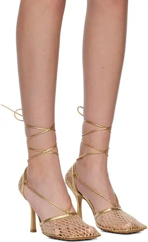 Bottega Veneta Stretch Lace-up Stiletto Sandal - Nude