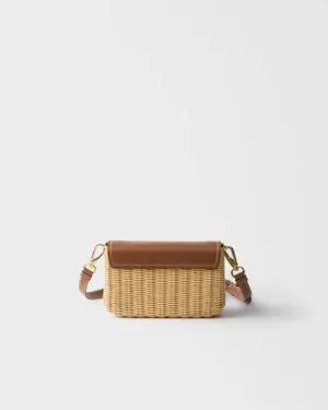 Prada Wicker And Leather Shoulder Bag