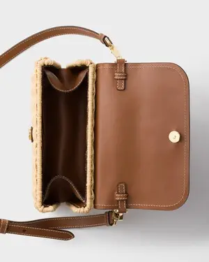 Prada Wicker And Leather Shoulder Bag