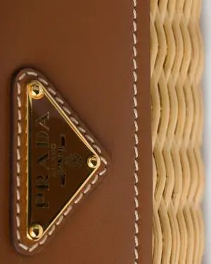 Prada Wicker And Leather Shoulder Bag