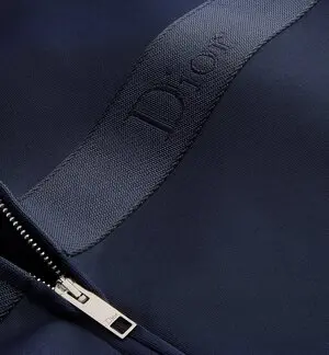 Dior Long-sleeved Zip-up Jacket With Logo Jacquard - Navy Blue