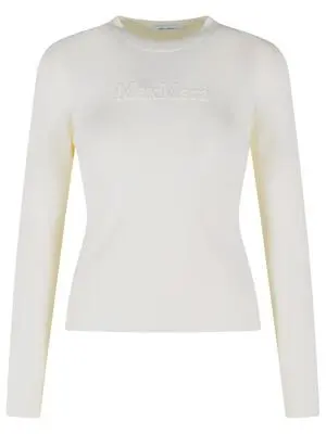 Max Mara Logo Embossed Crewneck Jumper - White