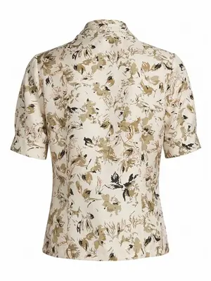Max Mara Printed Silk Twill Short Sleeve Shirt