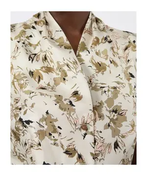 Max Mara Printed Silk Twill Short Sleeve Shirt