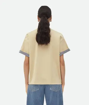 Bottega Veneta Crewneck Short-sleeved T-shirt With Contrasting Sleeves - Soapstone/blue/white