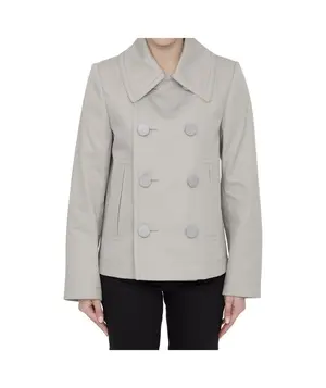 Bottega Veneta Double Breasted Peacoat - Gray