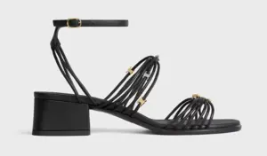 Celine Clemence Heeled Sandal In Goatskin - Black
