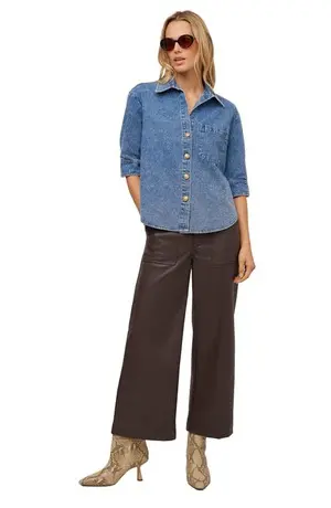 Fifteen Twenty Suri Elbow Sleeve Button Up Top