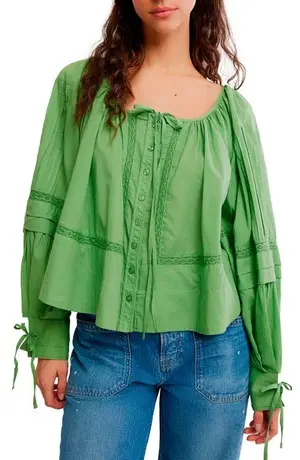 Free People La Lune Cotton Top - Jade
