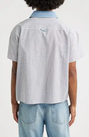 ELWOOD Contrast Collar Short Sleeve Button-up Shirt