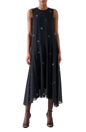 Akris Diamond Dice Mesh Midi Dress