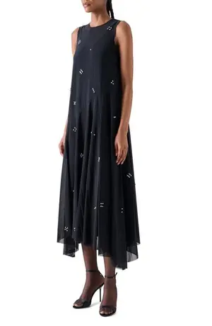 Akris Diamond Dice Mesh Midi Dress