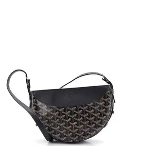 Goyard Hirondelle Shoulder Bag Coated Canvas And Leather - Black