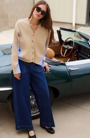 Fifteen Twenty Mixed Media V-neck Cardigan