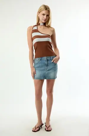 PACSUN Vanessa Scarf Knit Top - Brown
