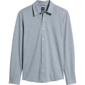 BOSS Roan Slim Fit Performance Button-up Shirt - Blue Grey