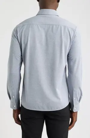 BOSS Roan Slim Fit Performance Button-up Shirt - Blue Grey