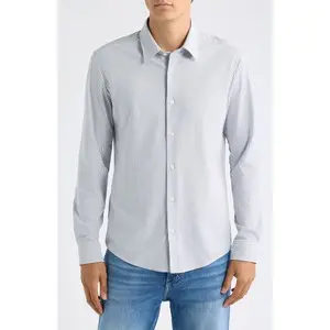 BOSS Roan Slim Fit Performance Button-up Shirt - Dark Blue