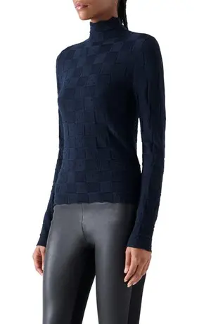 Akris 3d Dice Virgin Wool Turtleneck Sweater - Navy