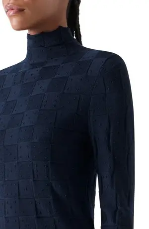 Akris 3d Dice Virgin Wool Turtleneck Sweater - Navy